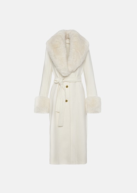 Longline coat in faux fur | LYNNE